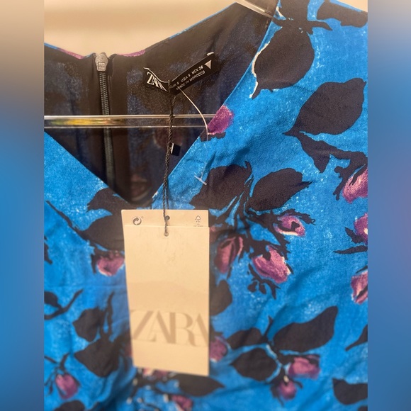Zara | Dresses | Zara Draped Blue Floral Ruched Mini Dress Nwt | Poshmark